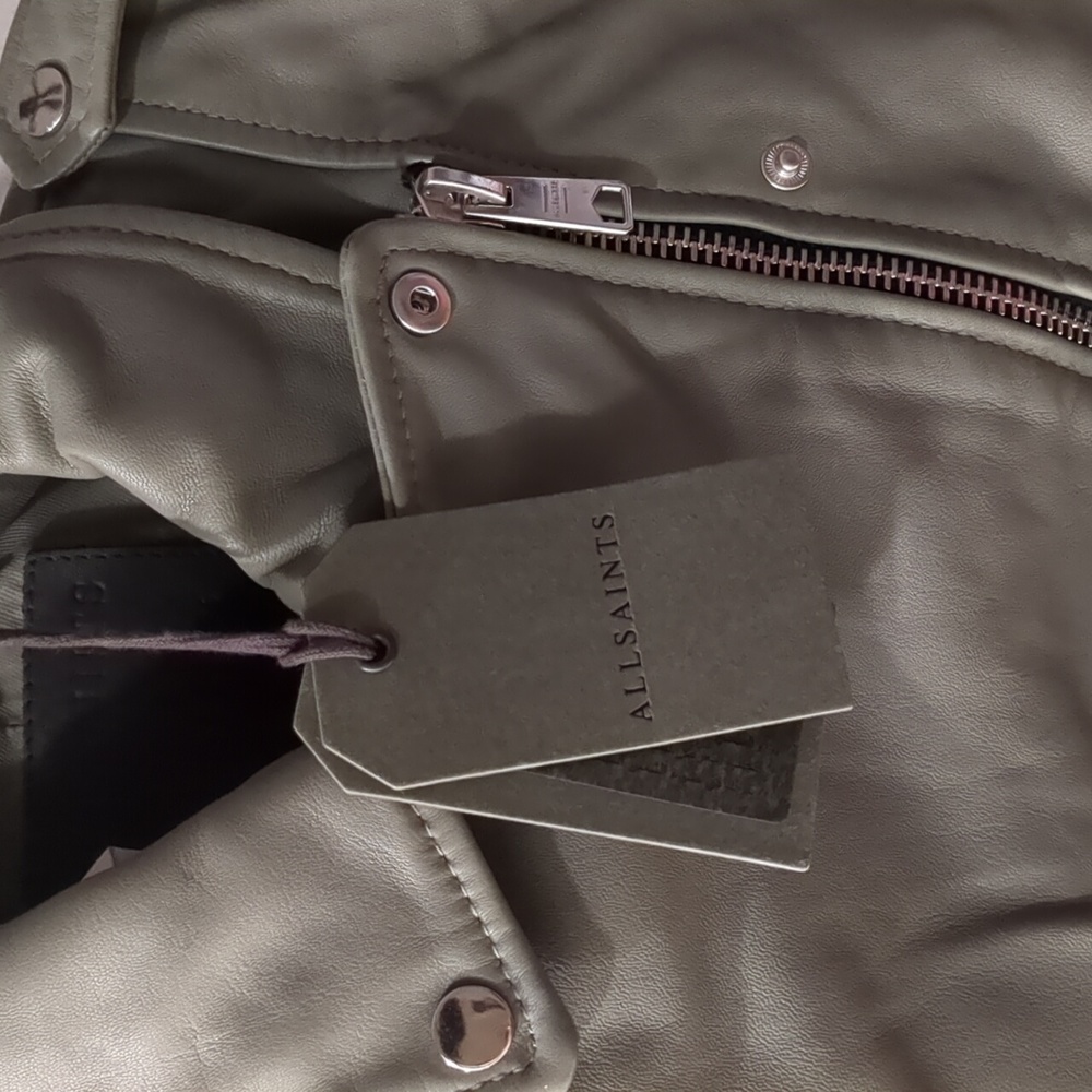 Brand New Leather All Saints Bomber Jacket - Gem